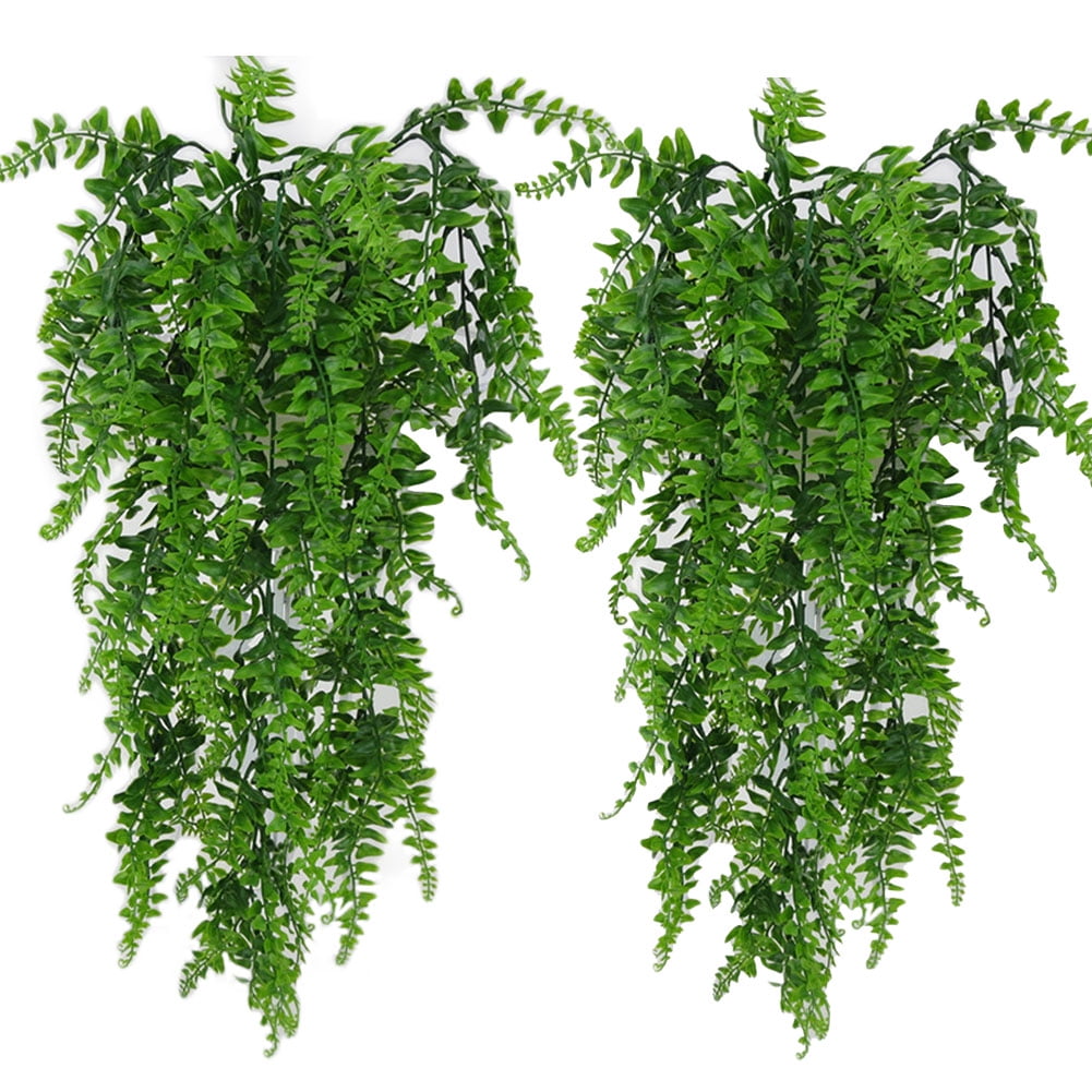 2Pcs Artificial Rattan Fake Hanging Plant Faux Greenary Vine Outdoor UV ...