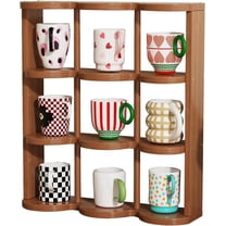 Wooden Coffee Mug Display Rack, Freestanding Grid Vintage Coffee Cup ...