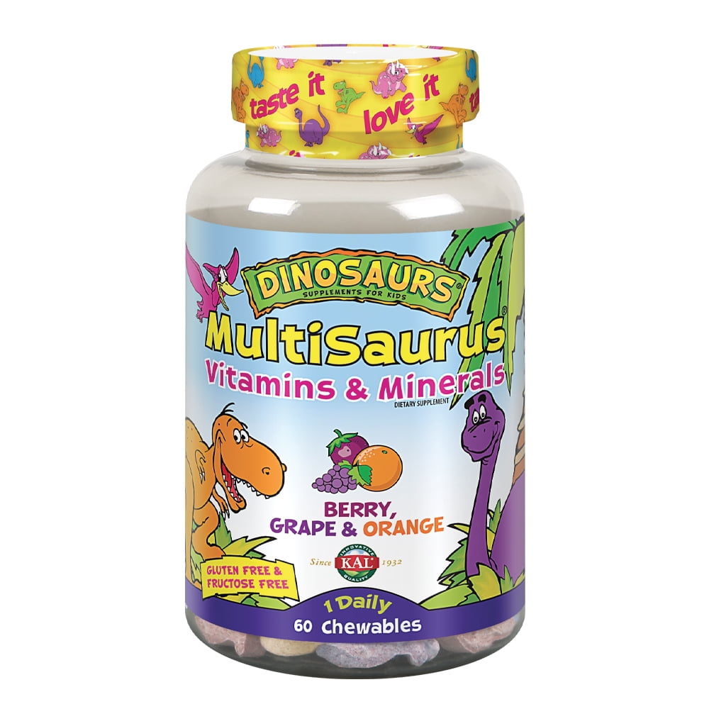 KAL Kids MultiSaurus Vitamins & Minerals | Berry, Grape & Orange Flavor ...