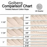 Golberg 100% Natural Cotton Rope - 5/32, 3/16, 7/32, 1/4, 5/16, 3/8, 1/ ...