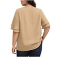 AUNVITO Women's Plus Size Shirt Double Layer Flutter-Style Sleeves ...