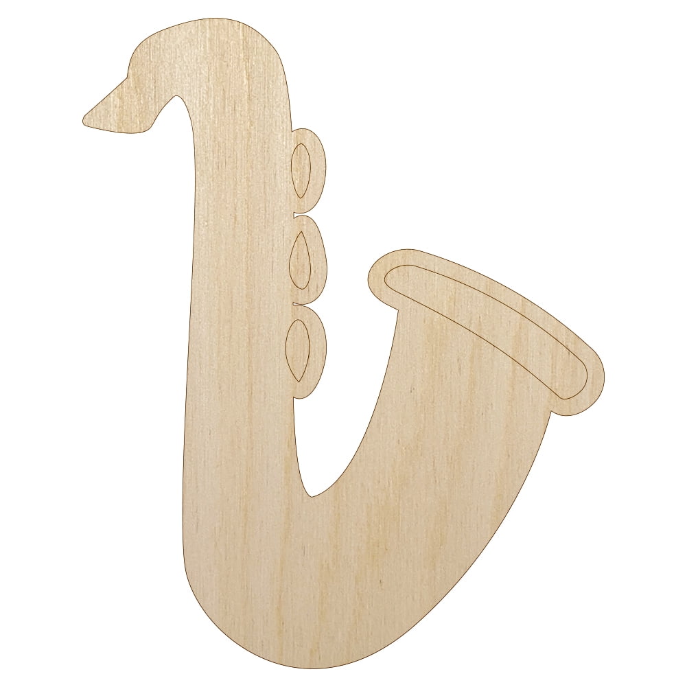 Saxophone Music Instrument Doodle Wood Shape Unfinished Piece Cutout ...
