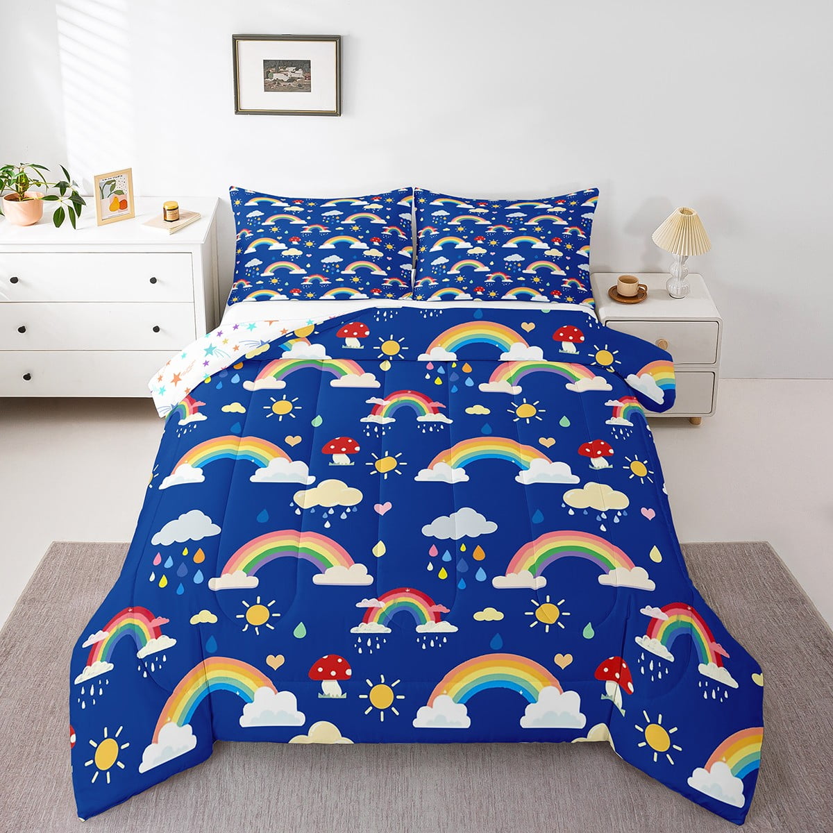 Click here for Erosebridal Rainbow Mushroom Comforter Sets Toddle... prices