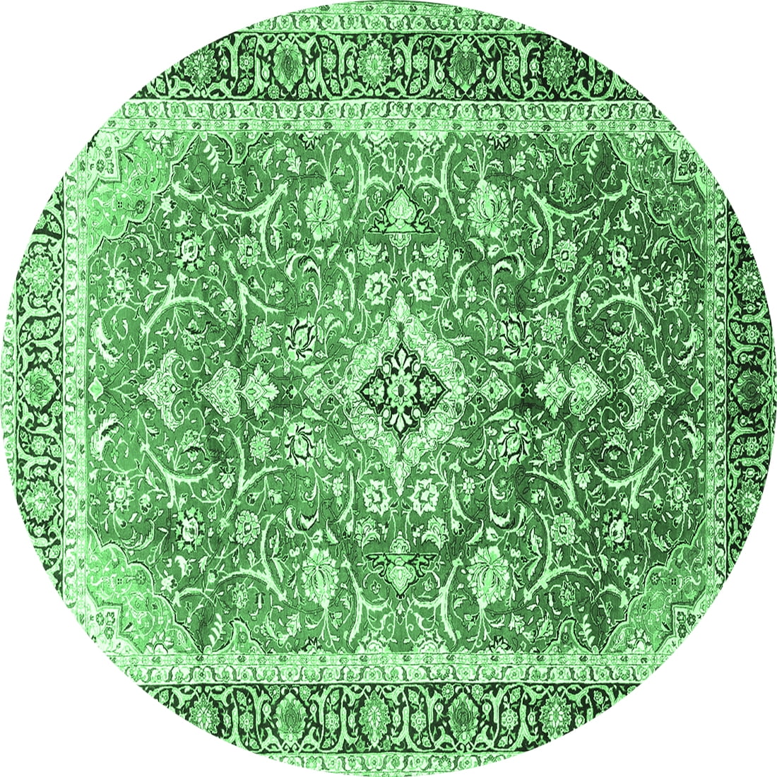 Ahgly Company Indoor Round Medallion Emerald Green Traditional Area ...
