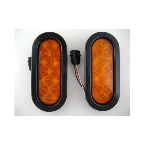 Amber 10 LED 6" Oval Trailer Truck Turn Signal Flasher Running Marker ...