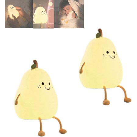 Smile Pear Shaped Night Light, 7 Color Cute pear Shape Silicone Night ...