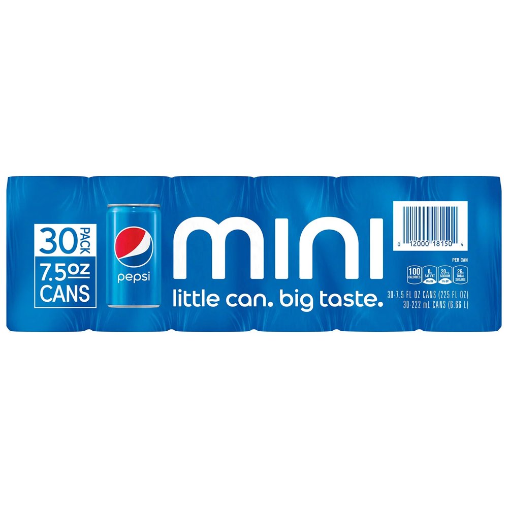 Pepsi Mini Cans, 7.5 Fluid Ounce (30 Count) - Walmart.com - Walmart.com