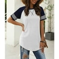 Temofon Womens Summer Short Sleeve Tunic Tops Fashionable Color Block