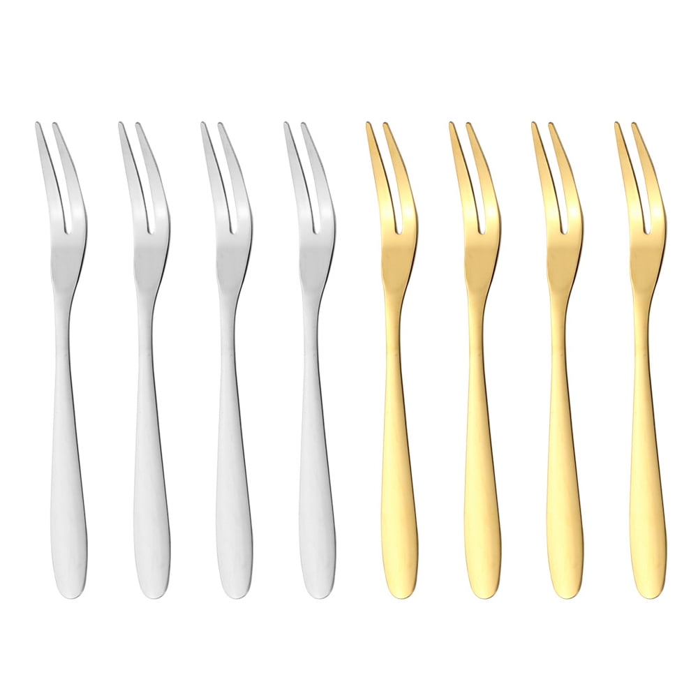 8-Piece Stainless Steel 2-Prong Appetizer Forks, Small Forks, Fruit ...