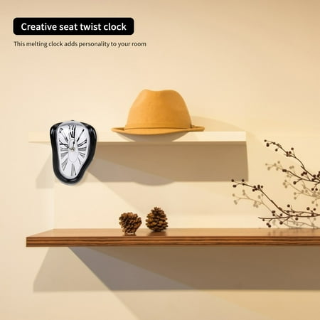 TB&W Melting Clock Modern Surrealistic Shelf Decor Distorted Clock ...