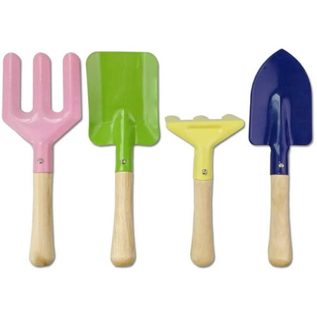 DxJ Set of 4 Kids Garden Tools Includes Shovel, Rake, Trowel and Leaf ...