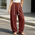BCSIOAOI Women Pants,Elastic Waist Barrel Leg Pants with Exposed ...