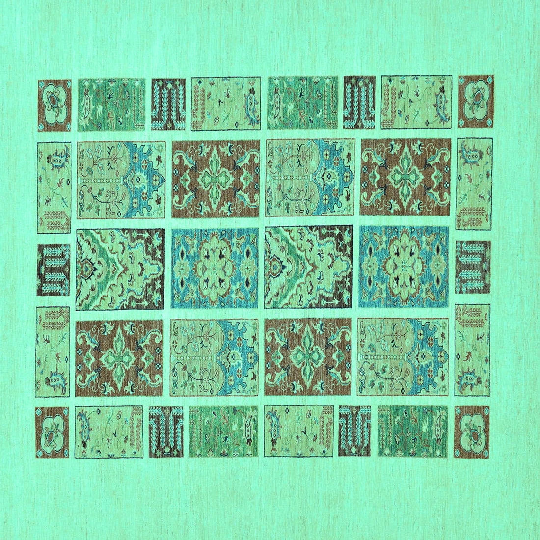 Ahgly Company Indoor Square Abstract Turquoise Blue Modern Area Rugs, 6 ...