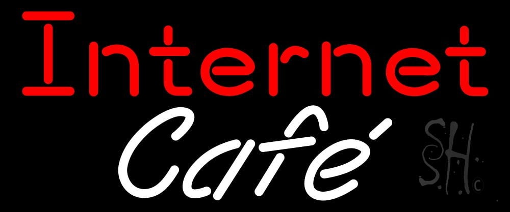 Internet Cafe LED Neon Sign 6 x 15 - inches, Clear Edge Cut Acrylic ...
