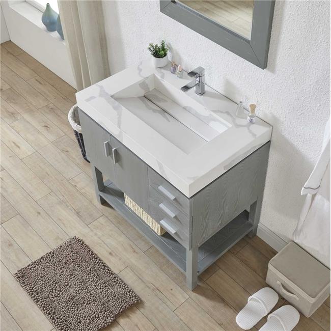 GK36S-113E-CQR 36 in. Ellana Grey Oak Single Vanity with Ramp Style ...