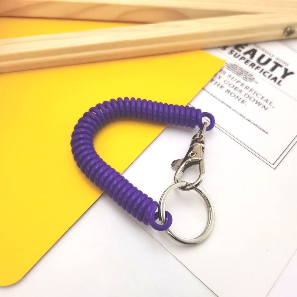 Retractable Coil Spring Keychain Spiral Cord Coil Keychain Holder Coil ...