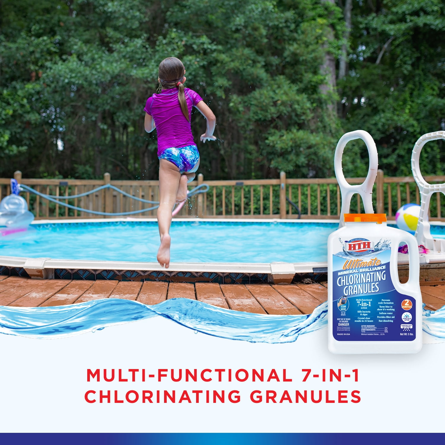 HTH 7-in-1 Mineral Brilliance Chlorine Granules, Algae Control for ...
