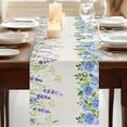 Blue Hydrangea Burlap Cotton Table Runner 13x48 Inches Long, Farmhouse ...