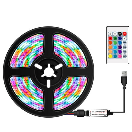 USB Dimmable RGB Colorful LEDs Strips Light with IR Remote Control 16 ...