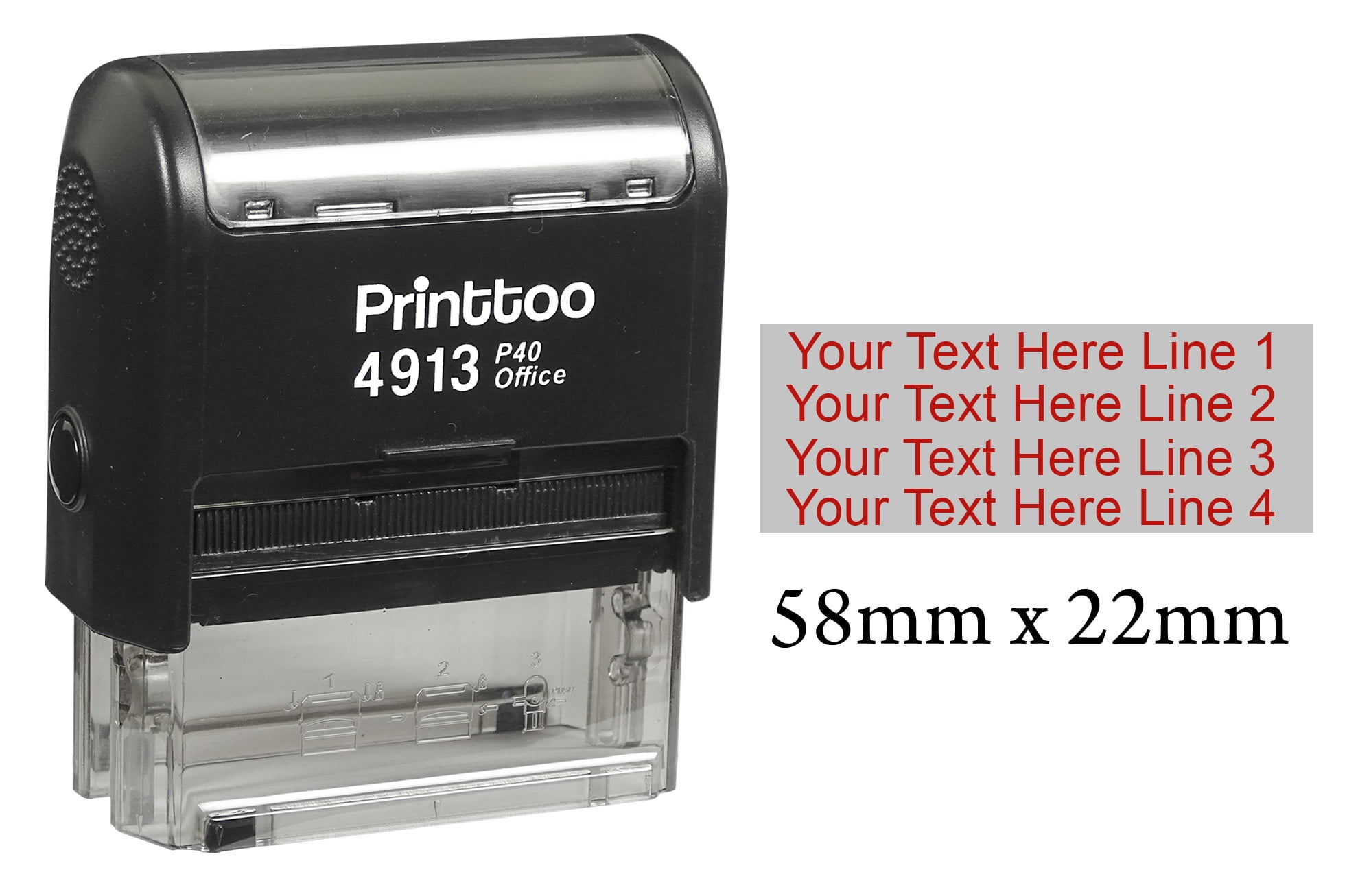 Printtoo Rubber Stamp Upto 4 Lines Of Custom Text Self Inking ...