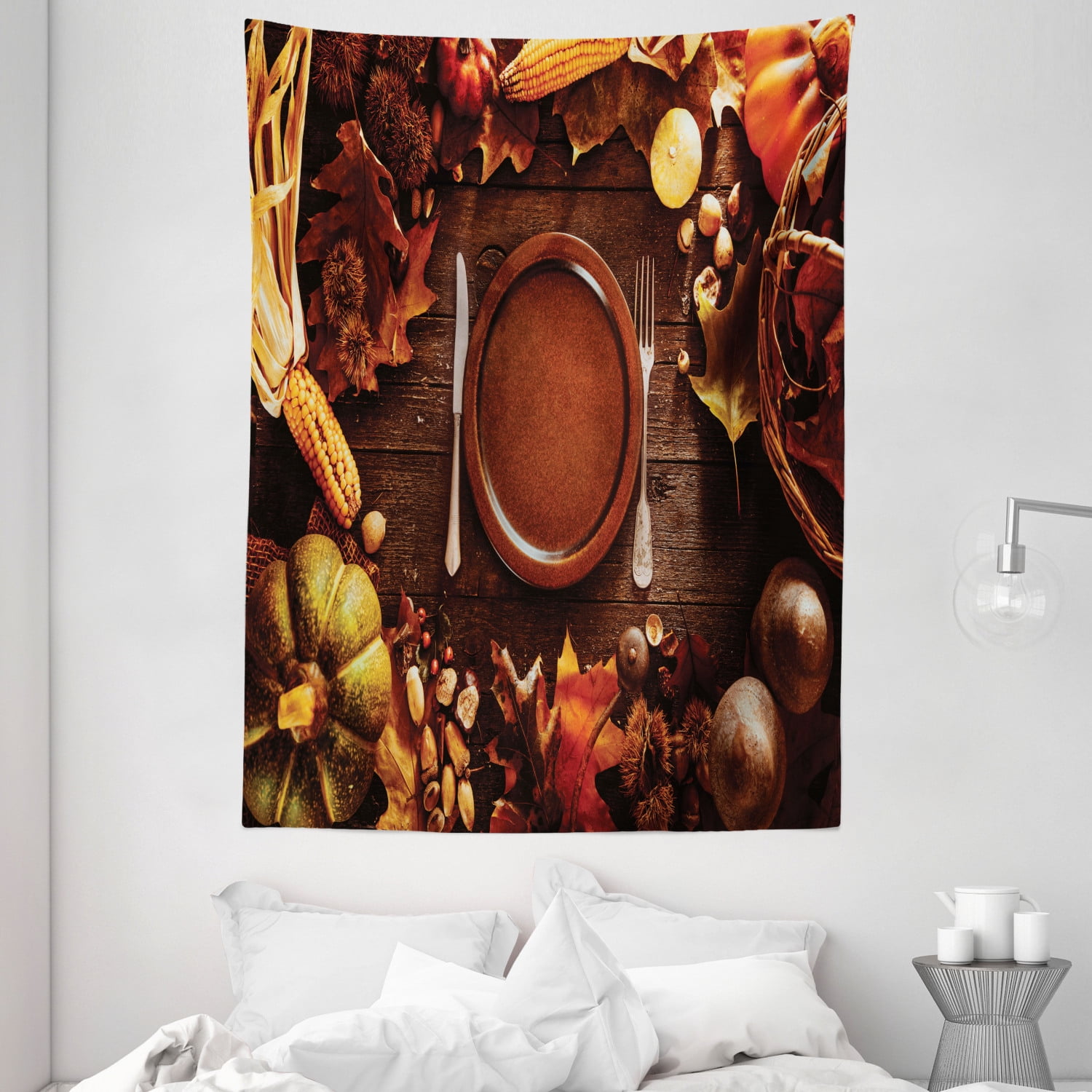 Harvest Tapestry, Dinner at Thanksgiving Fall Color Theme Plate and ...