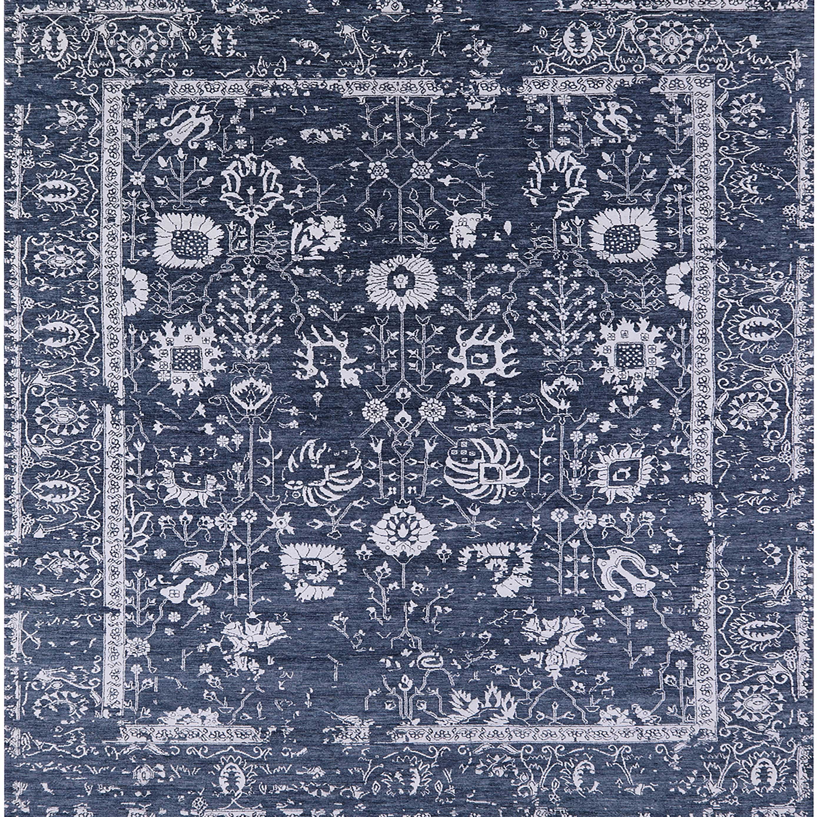 Ahgly Company Indoor Square Mid-Century Modern Blue Oriental Area Rugs ...