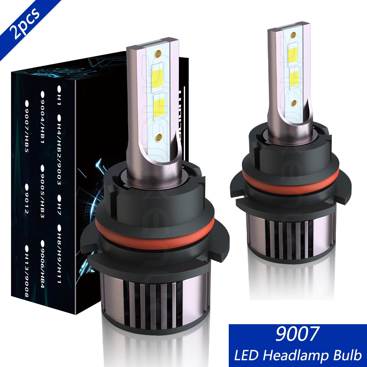 OBNDVU 9007 LED Headlight Bulb High Low Beam Headlamp Bulb 5500LM 6000K ...