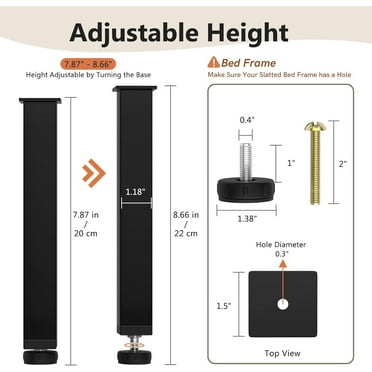 bedCLAW Unibody Adjustable Height Bed Frame Slat Center Support Leg, U ...