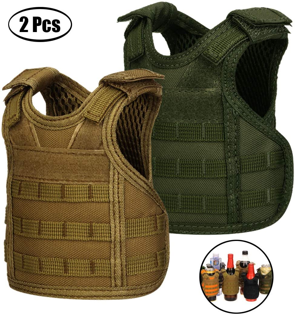 Mini Molle Tactical Beer Vest - Adjustable Beer Cooler - For 355ml or ...