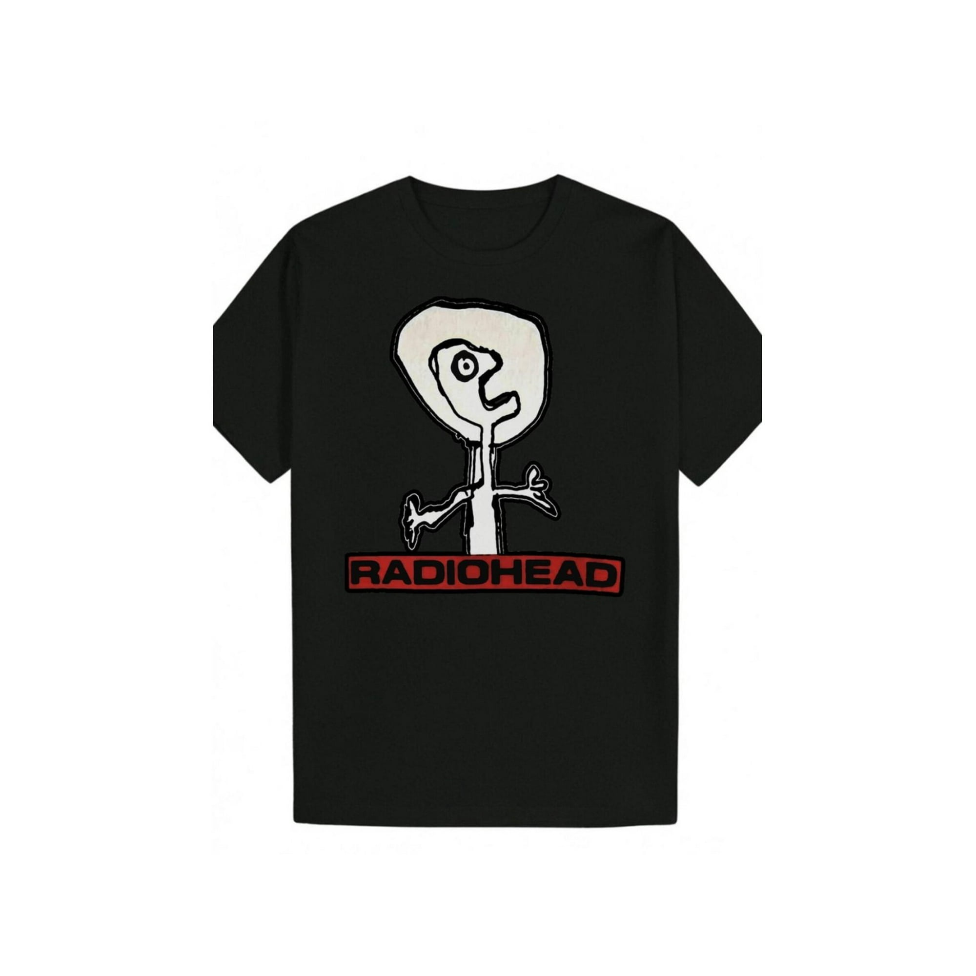 Generic Mens Radiohead Graphic Black T-Shirt - Funny Vintage-Inspired Design With Abstract Character & Radiohead Print  Casual Polyester Crew Neck