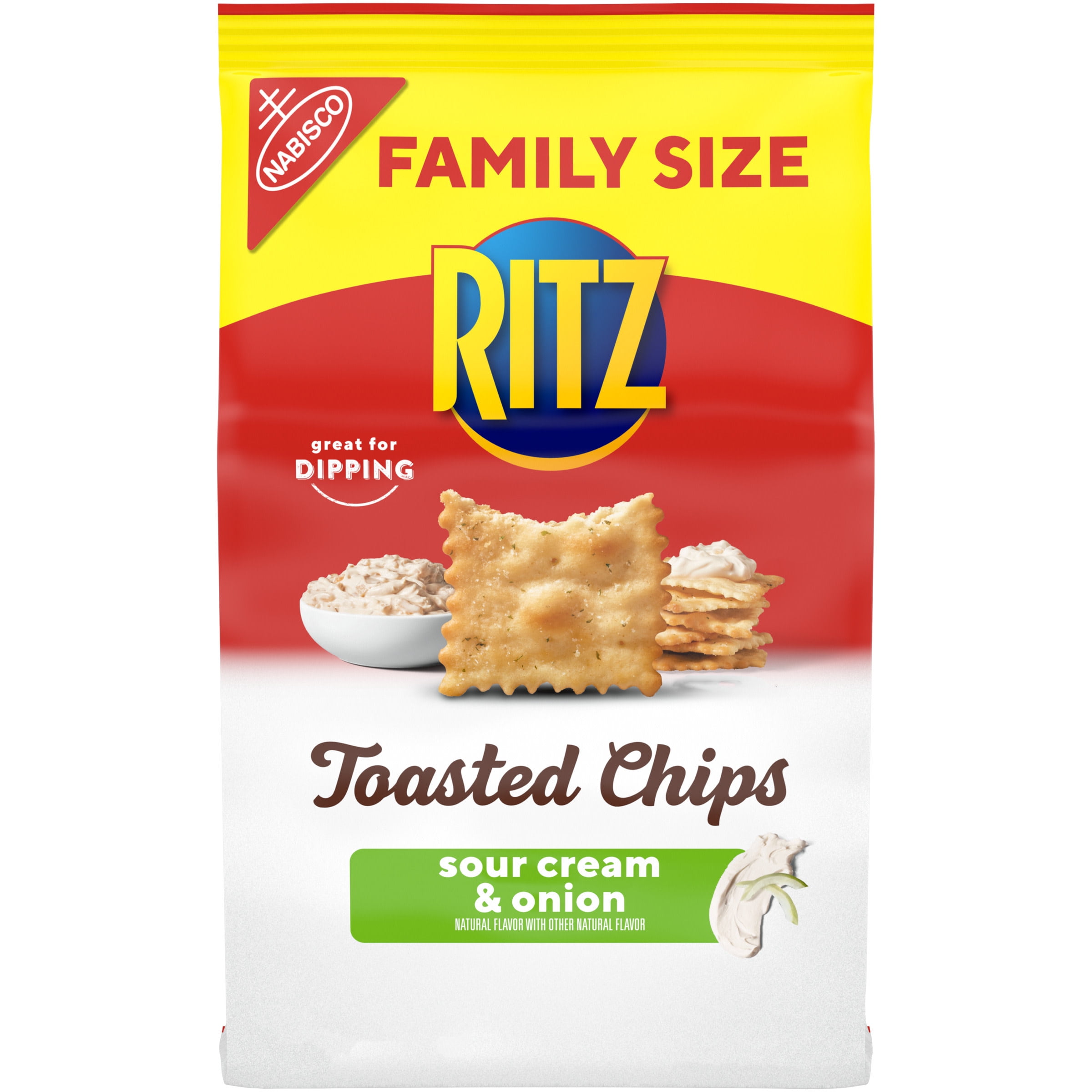 RITZ Toasted Chips Sour Cream and Onion Crackers, Family Size, 11.4 oz ...