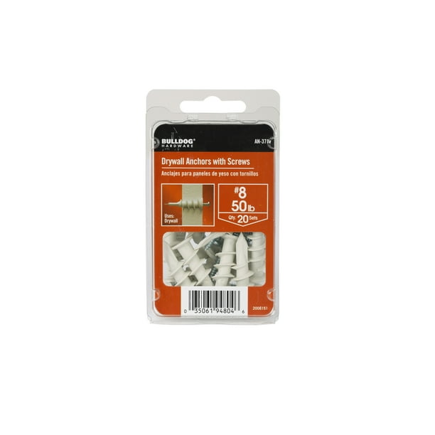 Bulldog Hardware #8 x 1-1/4 in. Nylon Drywall Anchors with Screws, Self ...