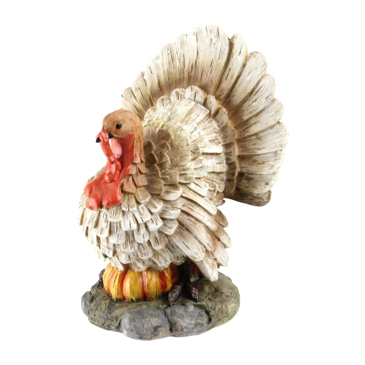 9.5" Polyresin Grayish Brown White Decorative Turkey Table Top Figurine ...