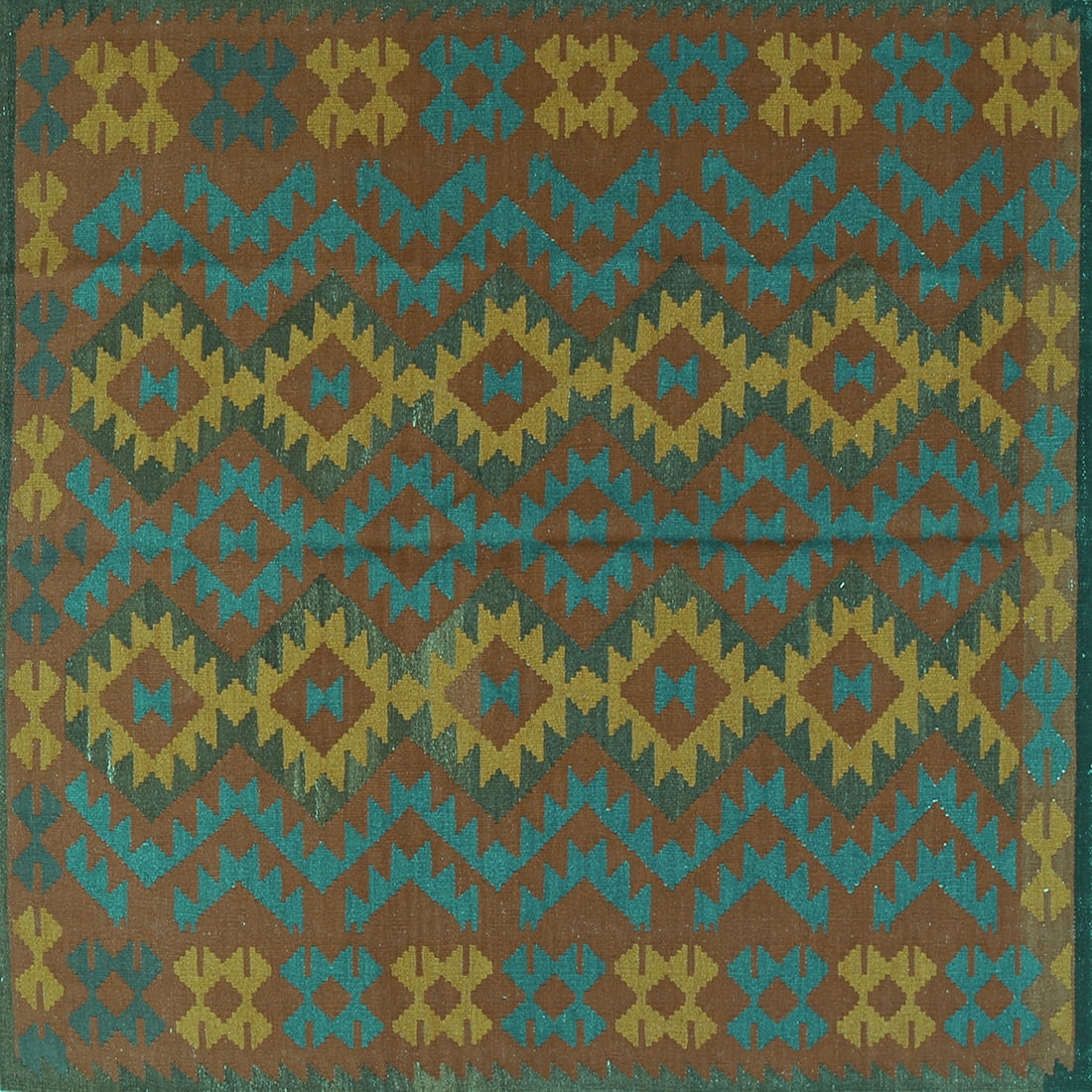 Ahgly Company Machine Washable Indoor Square Southwestern Turquoise ...