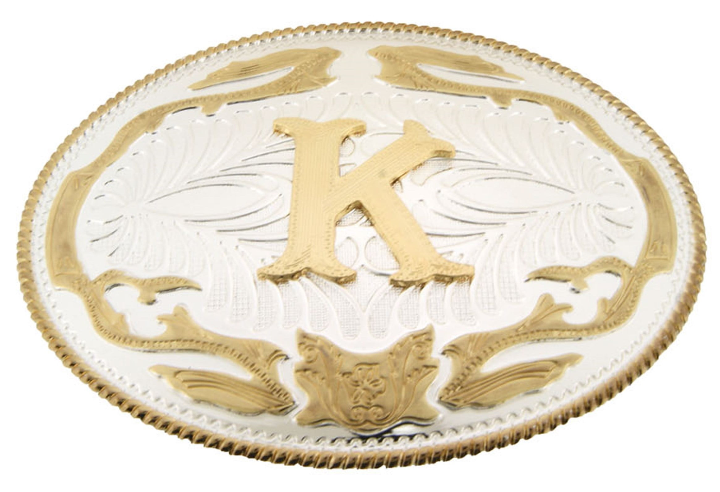 Big Initial K Letter Alphabet Belt Buckle Western Cowboy Rodeo Gold ...