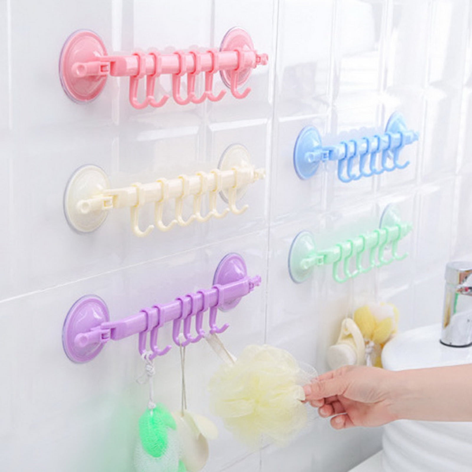 SEAFEI Multifunctional Suction Cup Towel Hanger Kitchen Bathroom ...