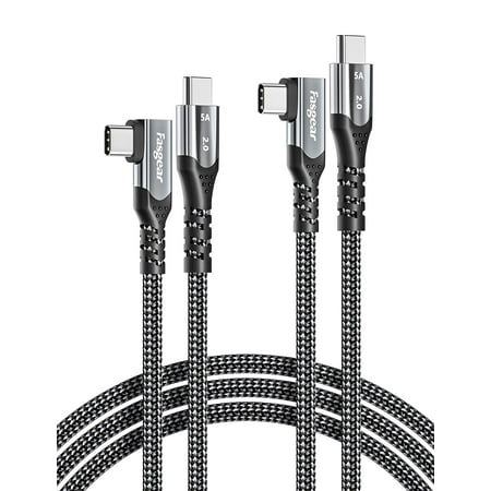 USB C to USB C Cable 100W Fast Charger : Fasgear 2 or 3 Pack 3ft+6ft 90 Degree (20V/5A) Type C 2 ...