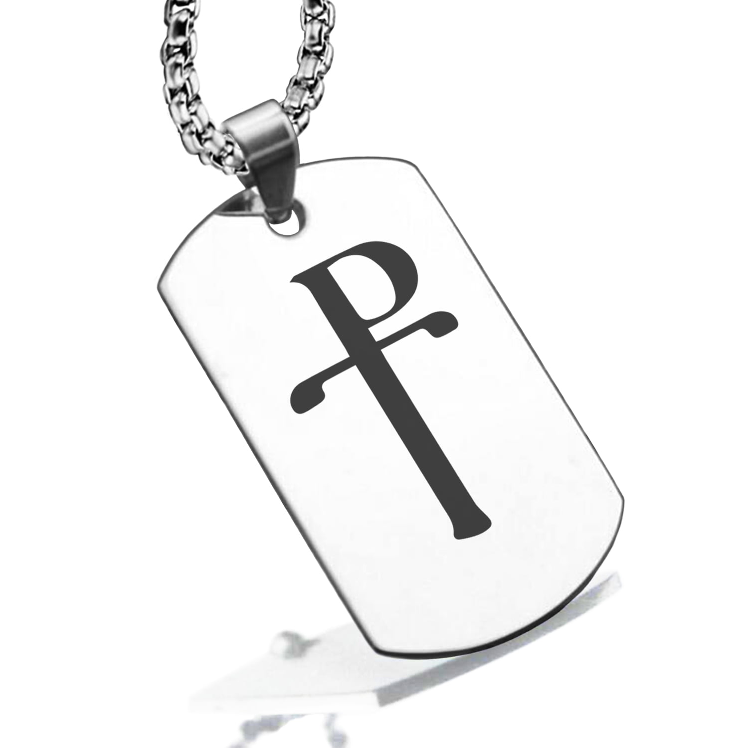 Stainless Steel Religious Staurogram Dog Tag Pendant Necklace - Walmart.com