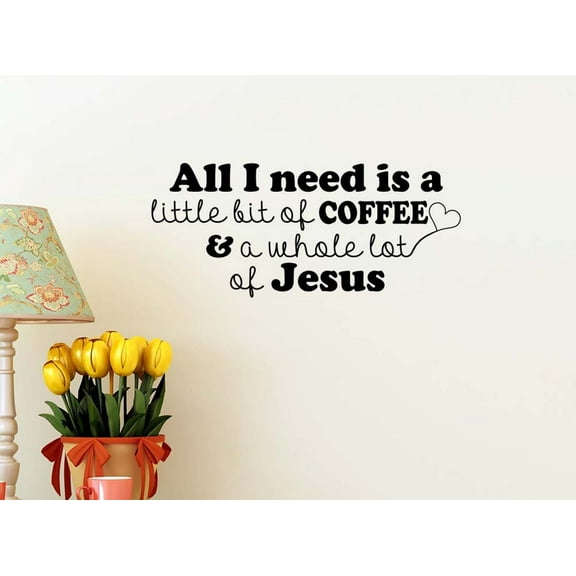Jesus And Coffee Amen - Black 3.5" X 3.5" Wall Art Decal Vinyl Sticker ...