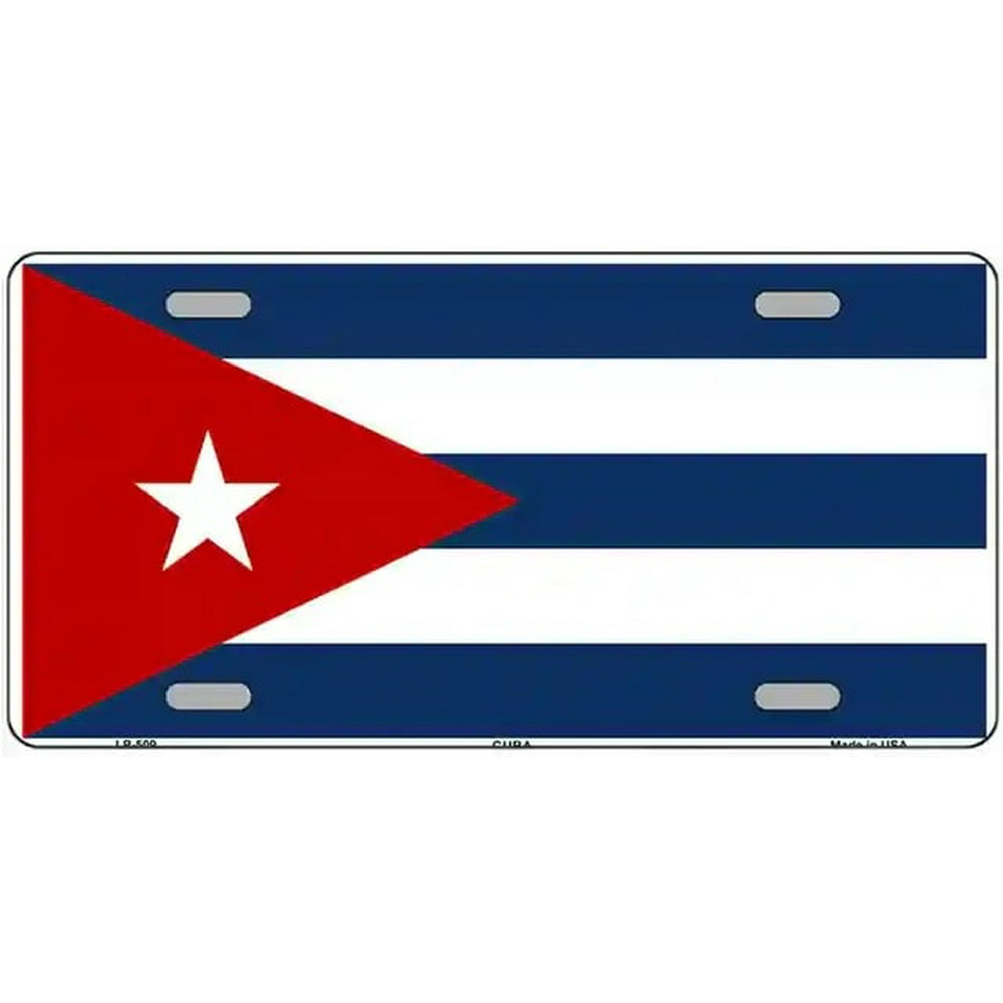 Click here for Smart Blonde Cuba Flag All Metal Novelty License P... prices