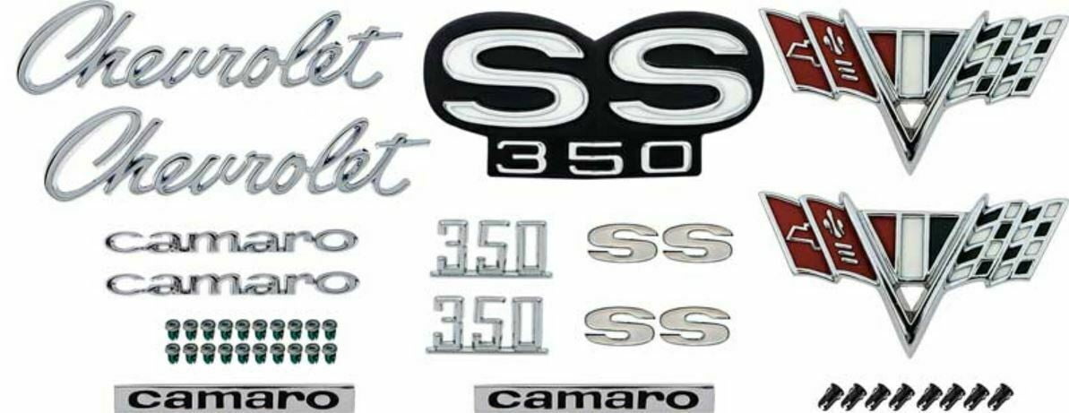 OER R1068 Complete Emblem Set 1967 Chevy Camaro SS With 350 Engine ...