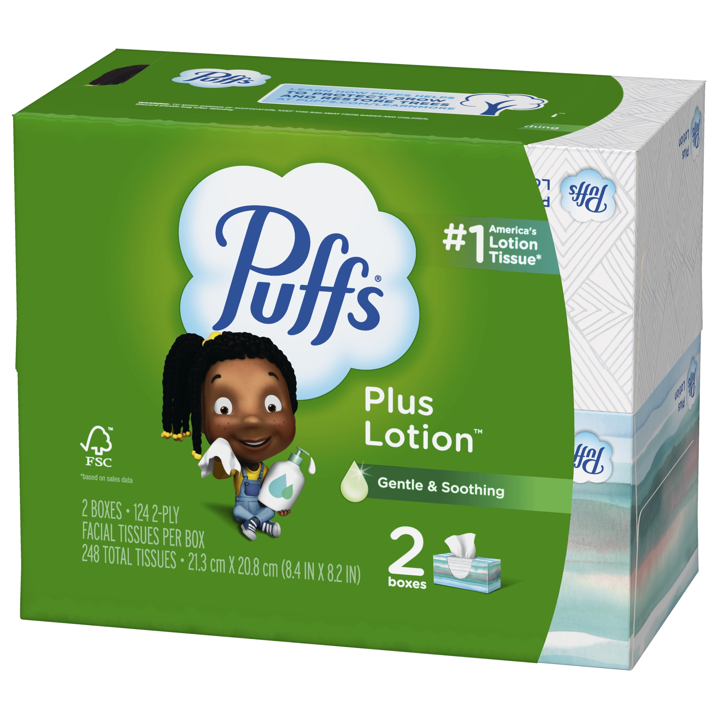 Two Puffs Facial Tissue Boxes