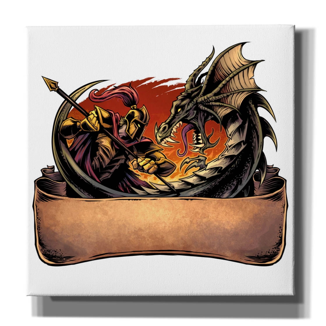 Epic Graffiti 'Dragon and Knight' by Flyland Designs, Canvas Wall Art ...