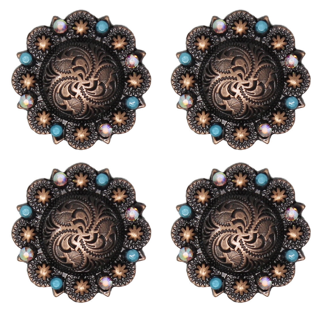 Concho 4 Conchos Rhinestone Horse Saddle Western Bridle Berry Turquoise ...