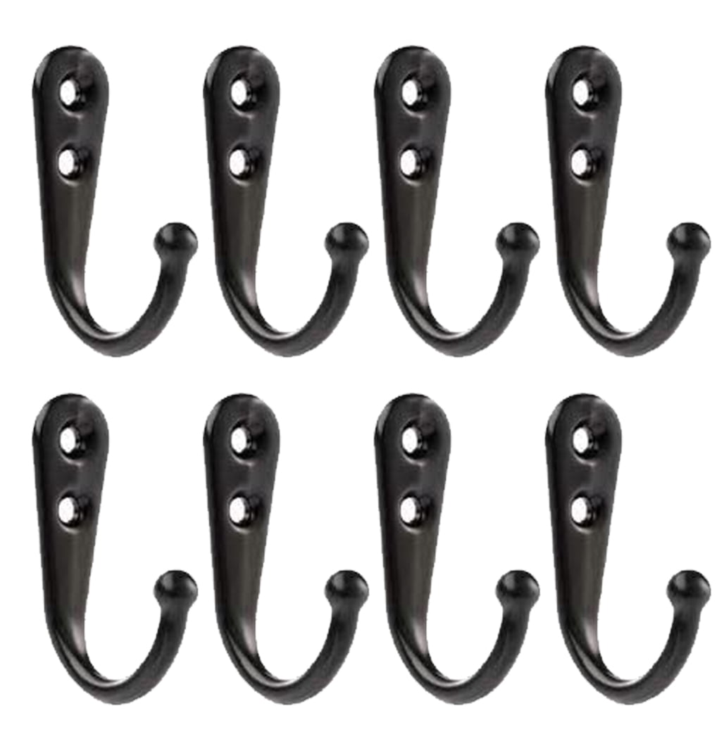 8Pack Black Hooks Wall Hooks Coat Hooks Robe Hook Towel Hook Hat Hook ...