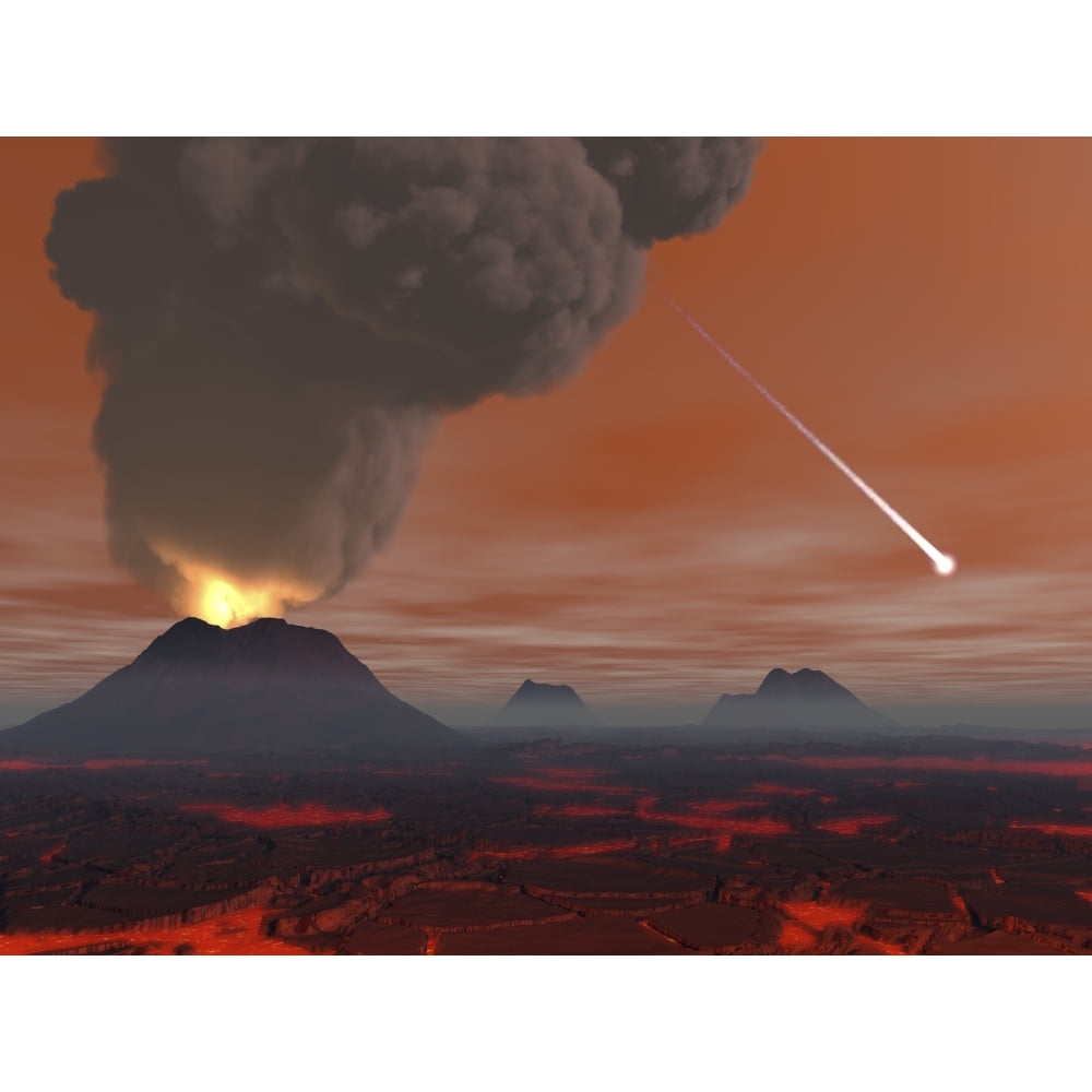 Artist's concept showing how the surface of Earth appeared during the ...