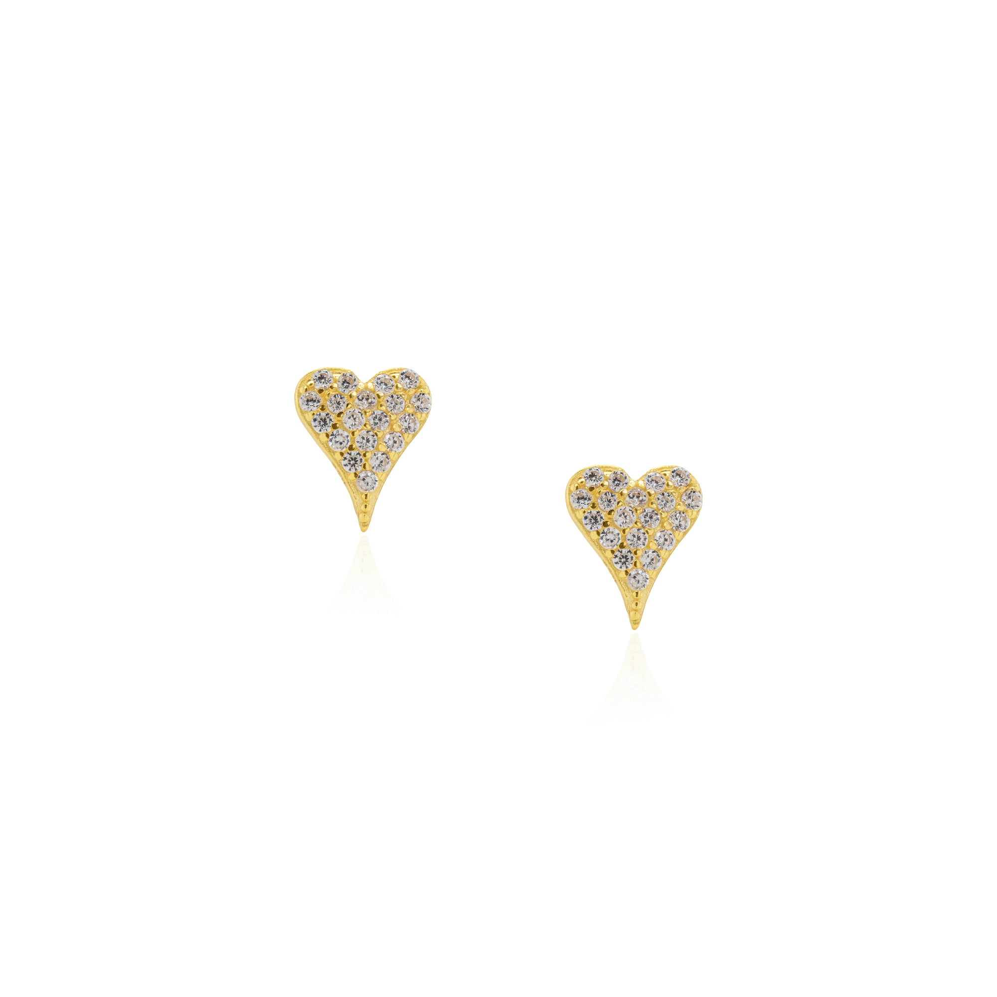 Click here for Mercie Sterling Silver Gold Vermeil Cz Heart Stud... prices
