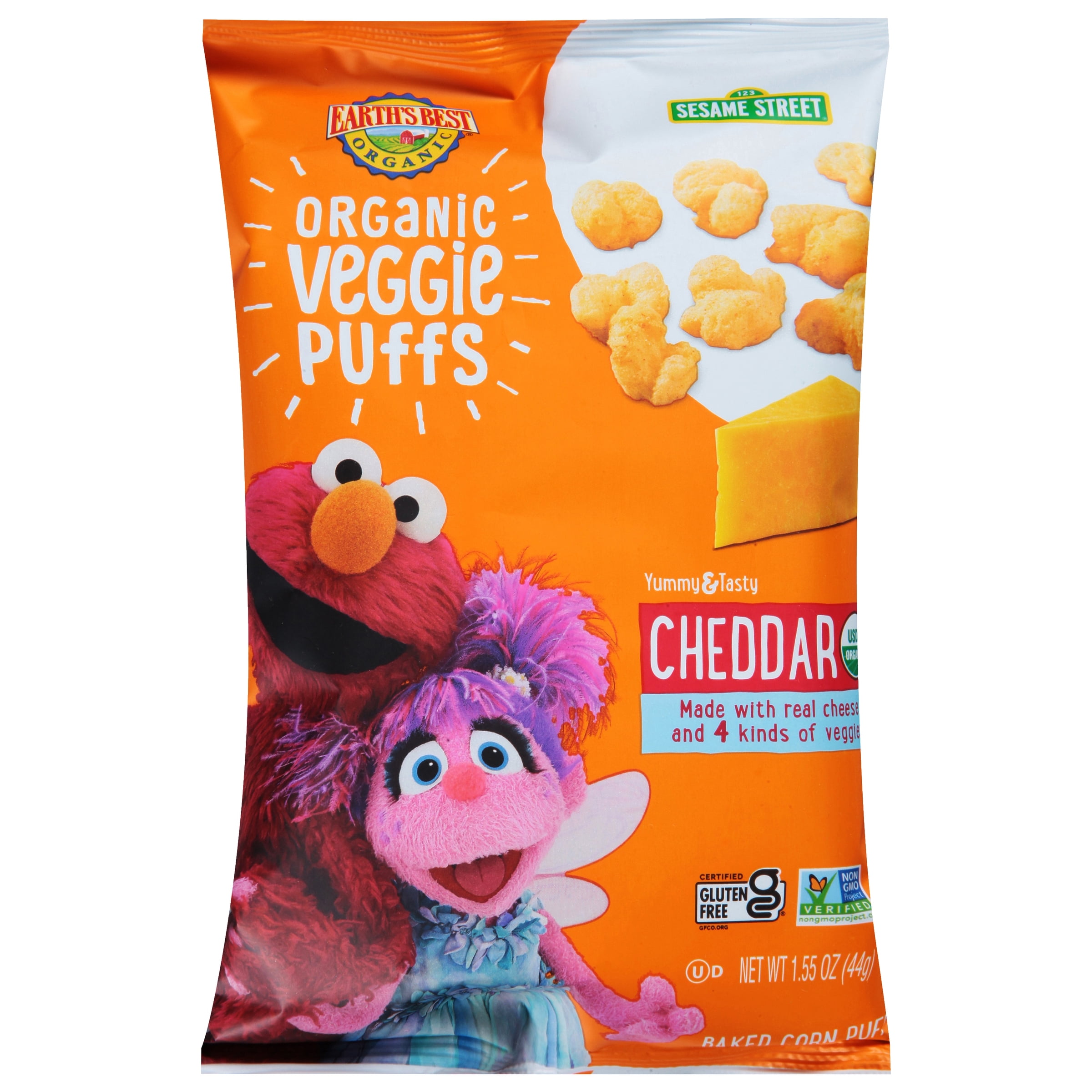 Earth's Best Sesame Street Baby Snack Organic Cheddar Veggie Puffs, 1. ...