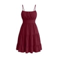 ClodeEU Women's Square Neck Spaghetti Strap Backless Dress with Shirred ...