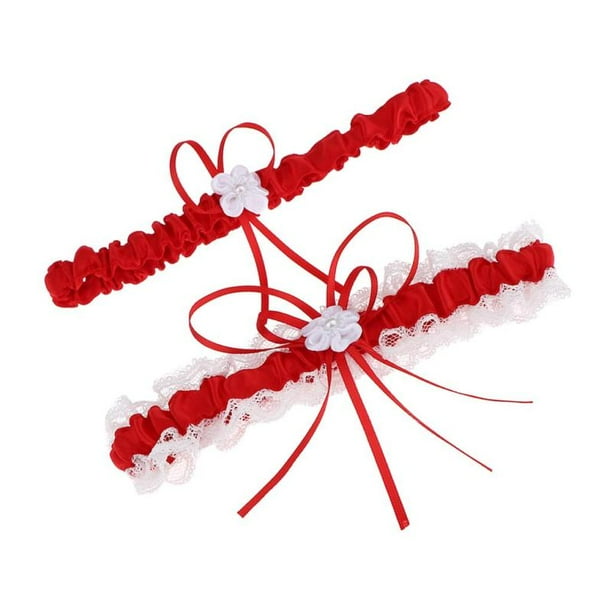 Lace Wedding Garters for Bride Pearl Stretch Prom Garter with Toss Away ...